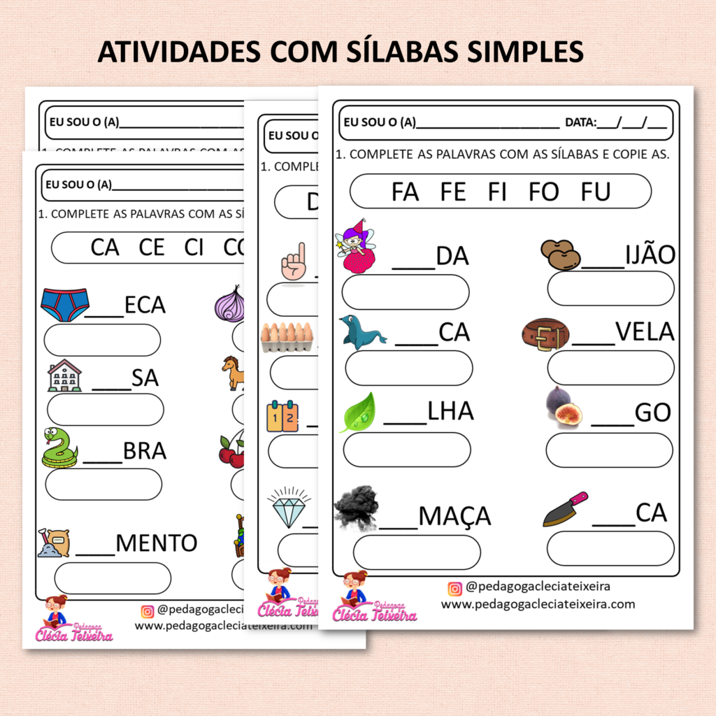 Atividades com sílabas simples - Clécia Teixeira
