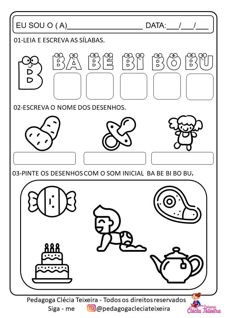 Atividades Com Sílabas Iniciais Clécia Teixeira