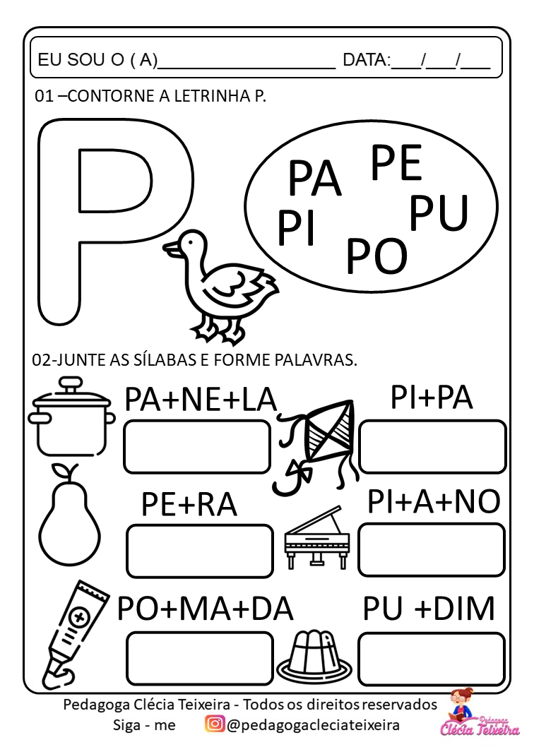 Sílabas Simples Atividades Clécia Teixeira