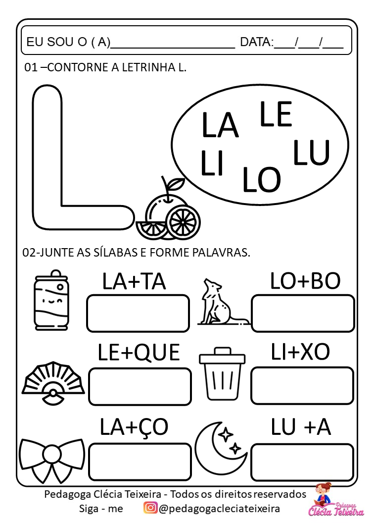 Sílabas Simples Atividades Clécia Teixeira