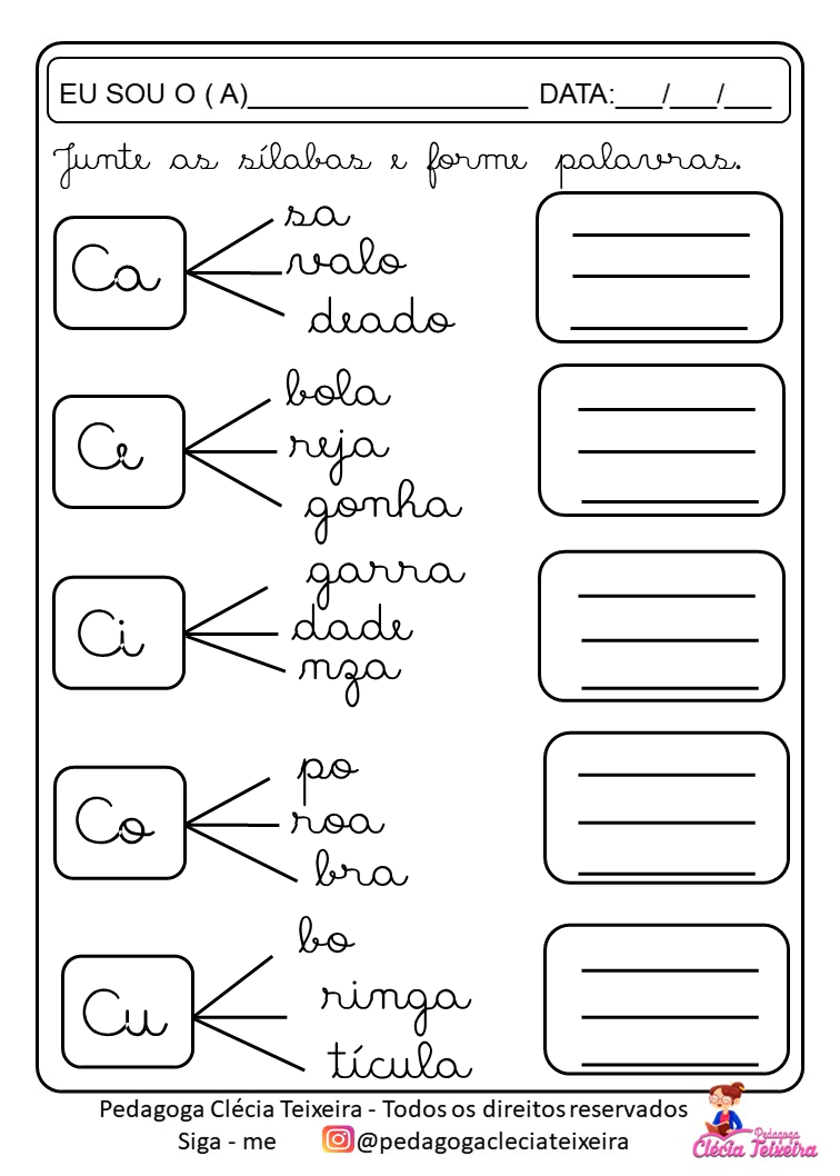 Atividades para formar palavras - Clécia Teixeira