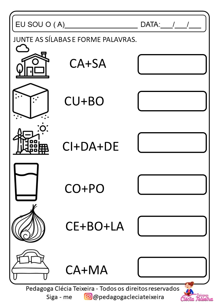 Atividades Para Juntar As Sílabas Clécia Teixeira