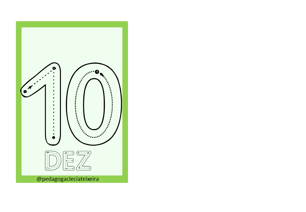 Fichas com numerais de 0 até 10 com tracejado - Clécia Teixeira